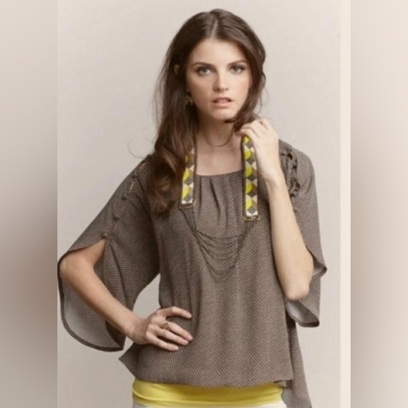 Maeve | Tops | Maeve Anthropologie Braxton Brown Polka Dot Blouse Size ...